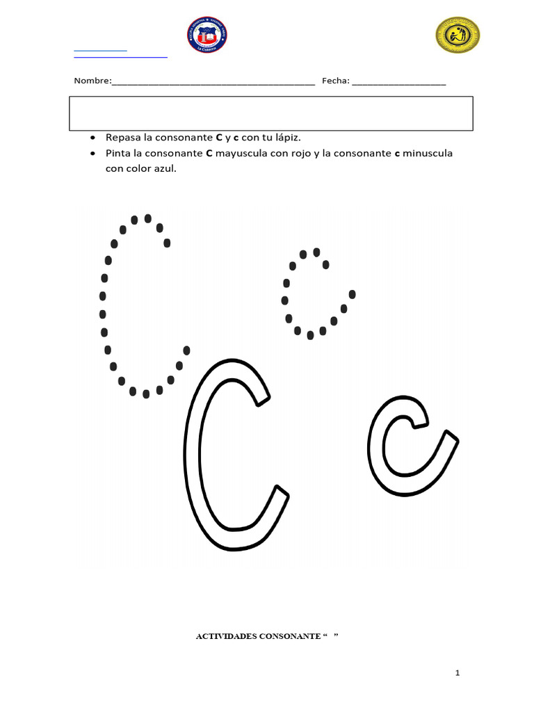 Actividades de la Consonante "C" | PDF | Lingüística | Ortografía