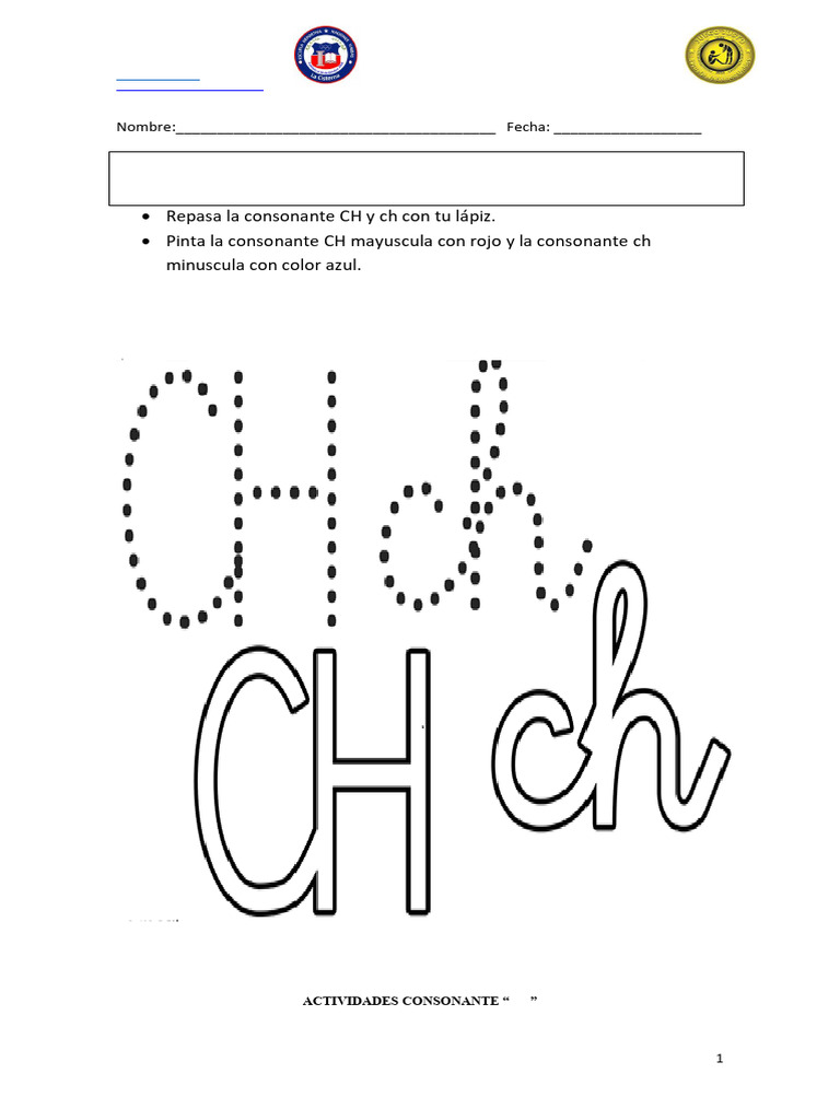 Actividades de la consonante CH para 1° básico | PDF | Lingüística ...