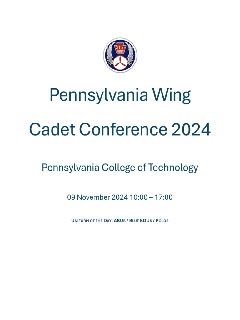 Pennsylvania Cadet Conference 2024 | PDF | Civil Air Patrol | United ...