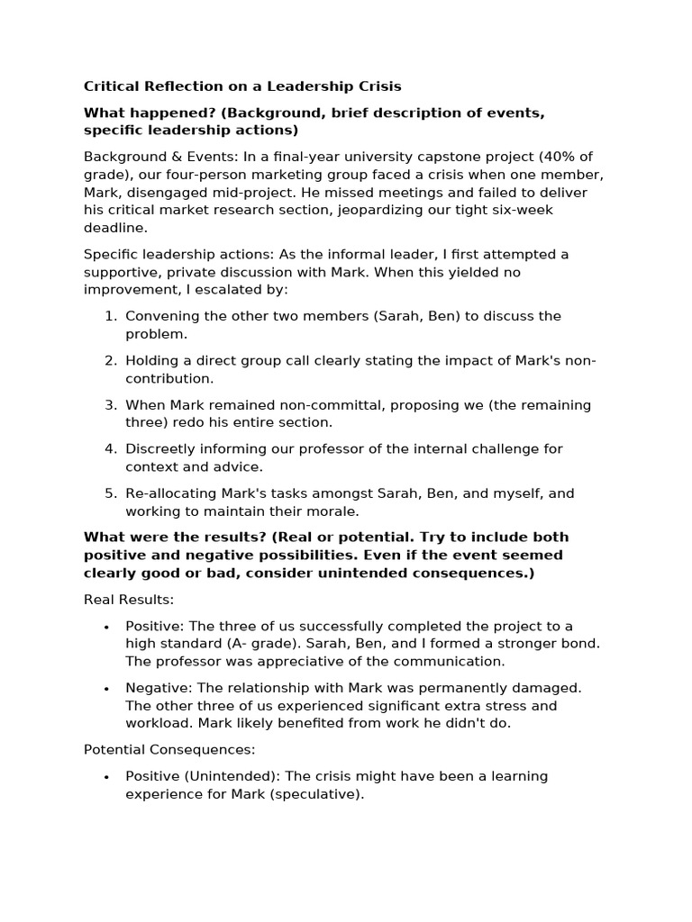 Critical Reflection Assignment | PDF | Power (Social And Political ...