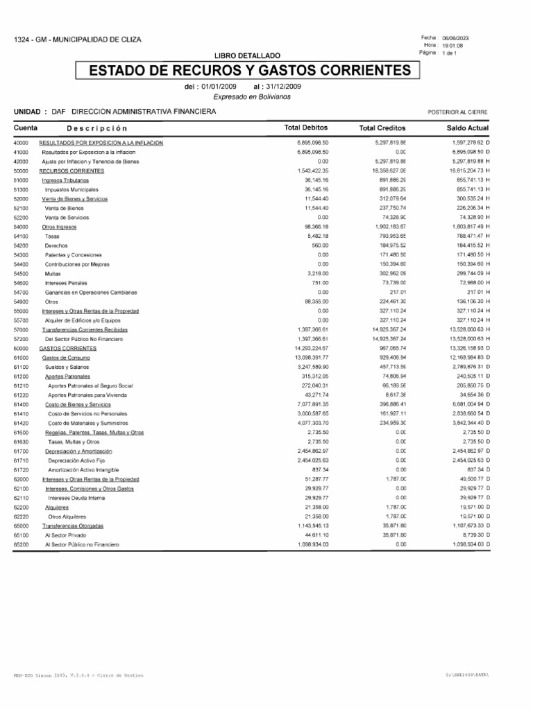 ESTADO DE RECURSOS Y GASTOS CORRIENTES r | PDF | Economía política ...