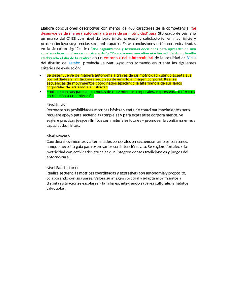Elabore conclu.descri EEFF 5to | PDF | Nutrición | Dieta y nutrición