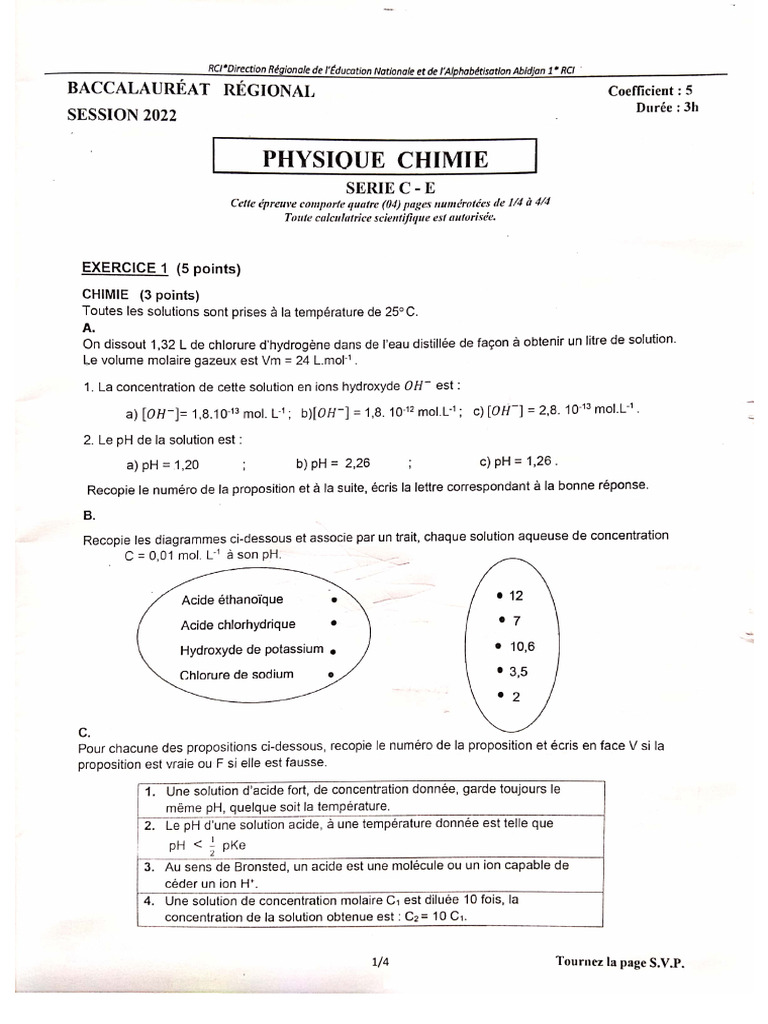 Bac Blanc Regional 2022 Serie C Dren Abidjan 1 | PDF