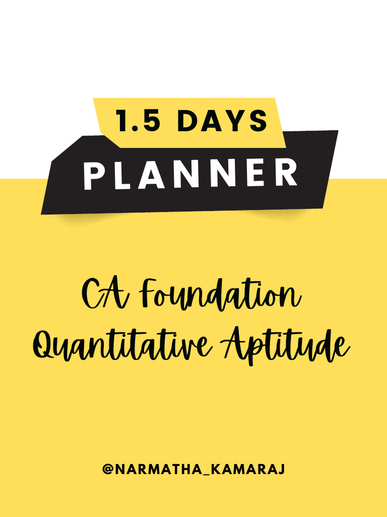 1.5 Days Quantitative Aptitude Planner | PDF