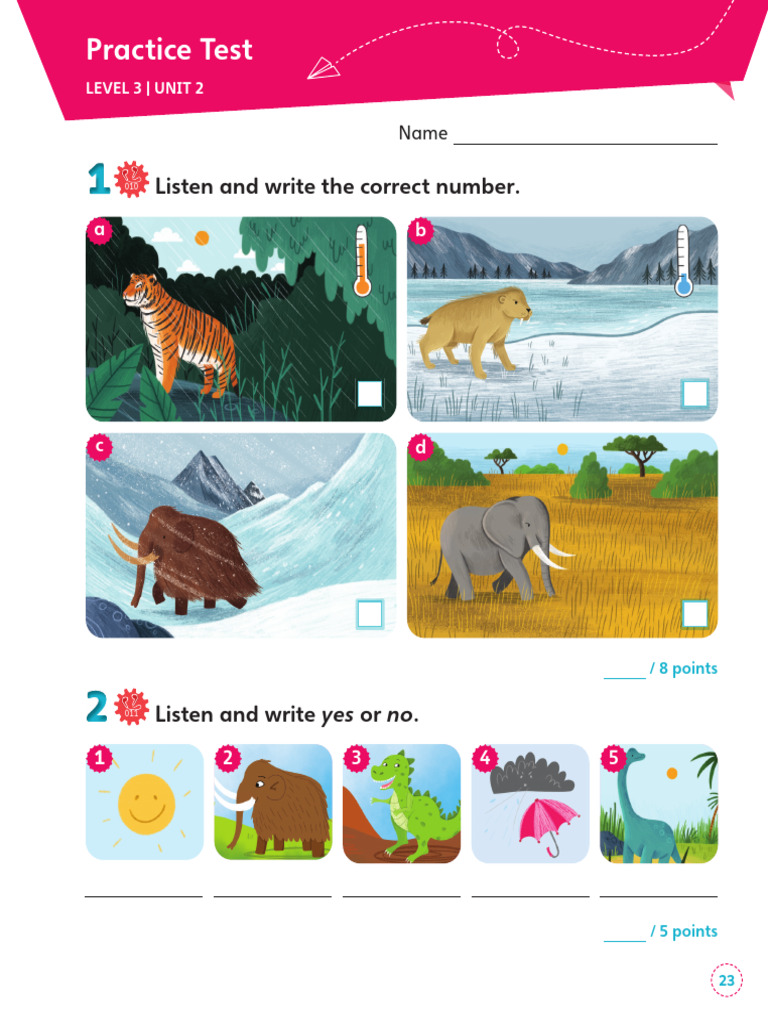 English Code BrE L3 Practice Test U2 | PDF | Elephant | Neogene First ...