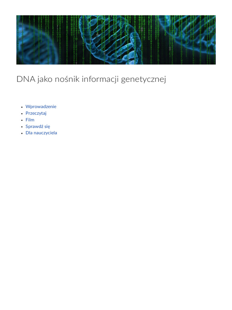 DNA Jako Nosnik Informacji Genetycznej | PDF