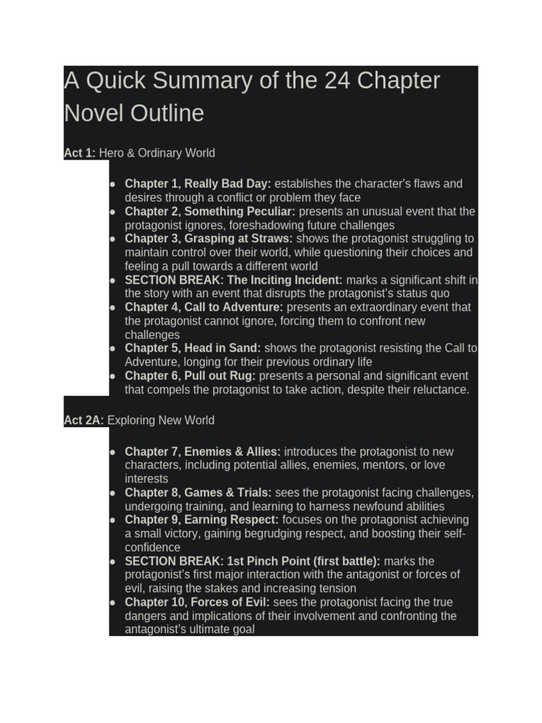 24 Chapter Novel Structure Guide | PDF