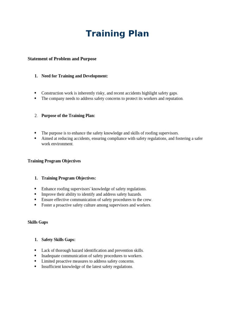 APPLICATIONS IN TRAINING AND DEVELOPMENT - C235 - Training Plan V2 ...