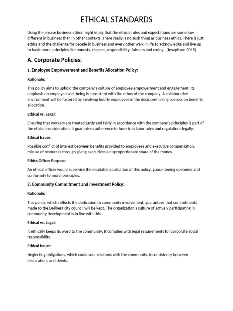 Business Ethics - C717 - Task 1 - V2 | PDF | Corporate Social ...