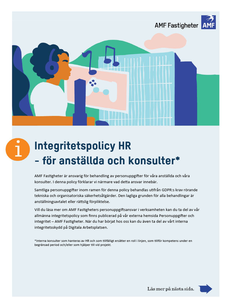 Integritetspolicy For Anstallda Och Konsulter | PDF
