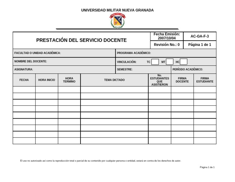 Formato Prestación de Servicios - Presencial 2025-1 26 01 2025 | PDF