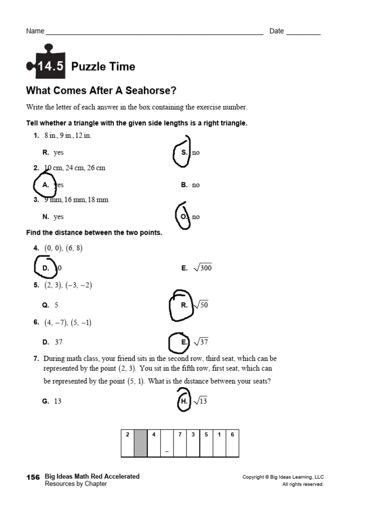 14.5 Using The Pythagorean Theorem Puzzle | PDF