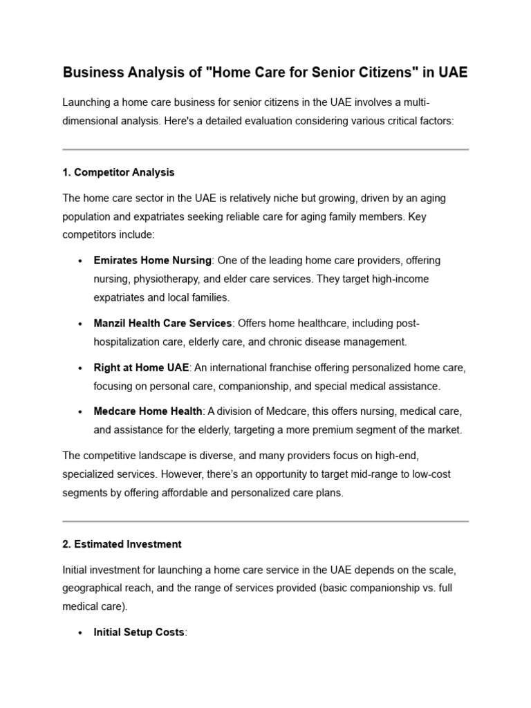 Home Care Business Analysis UAE | PDF | Health Care | United Arab Emirates