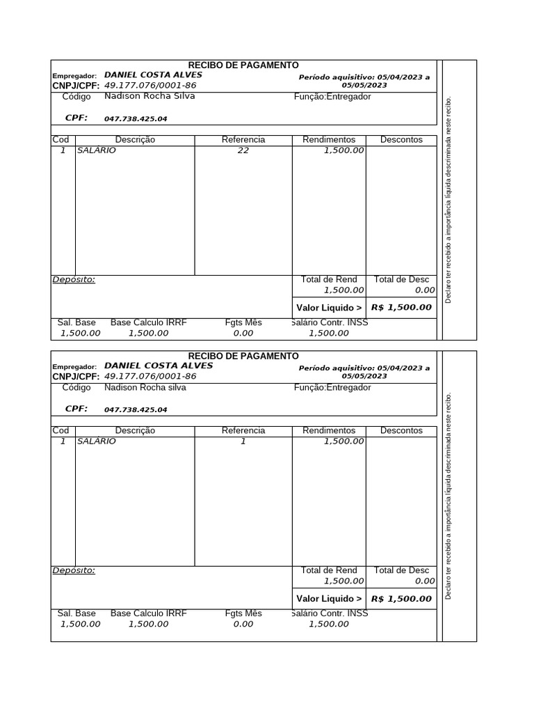 Cópia de Contra Cheque Modelo - (1) Nadison | PDF