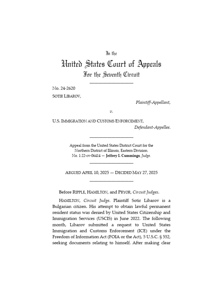 Sotir Libarov v. Ice | PDF | Freedom Of Information Act (United States ...