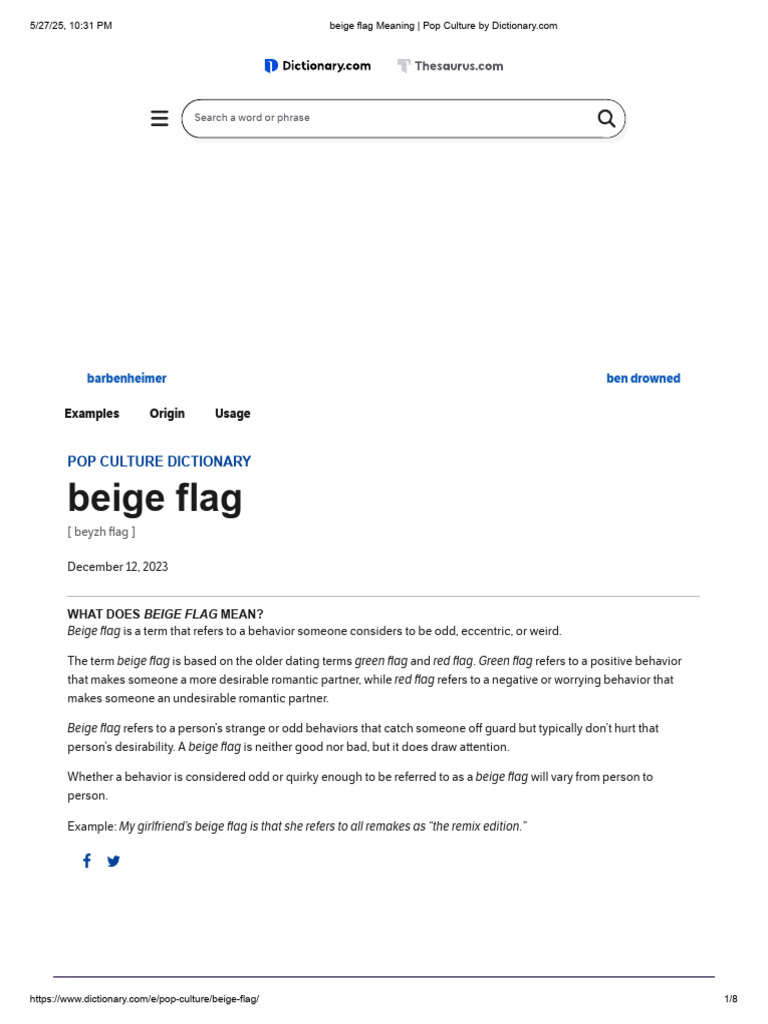Beige Flag Meaning - Pop Culture | PDF