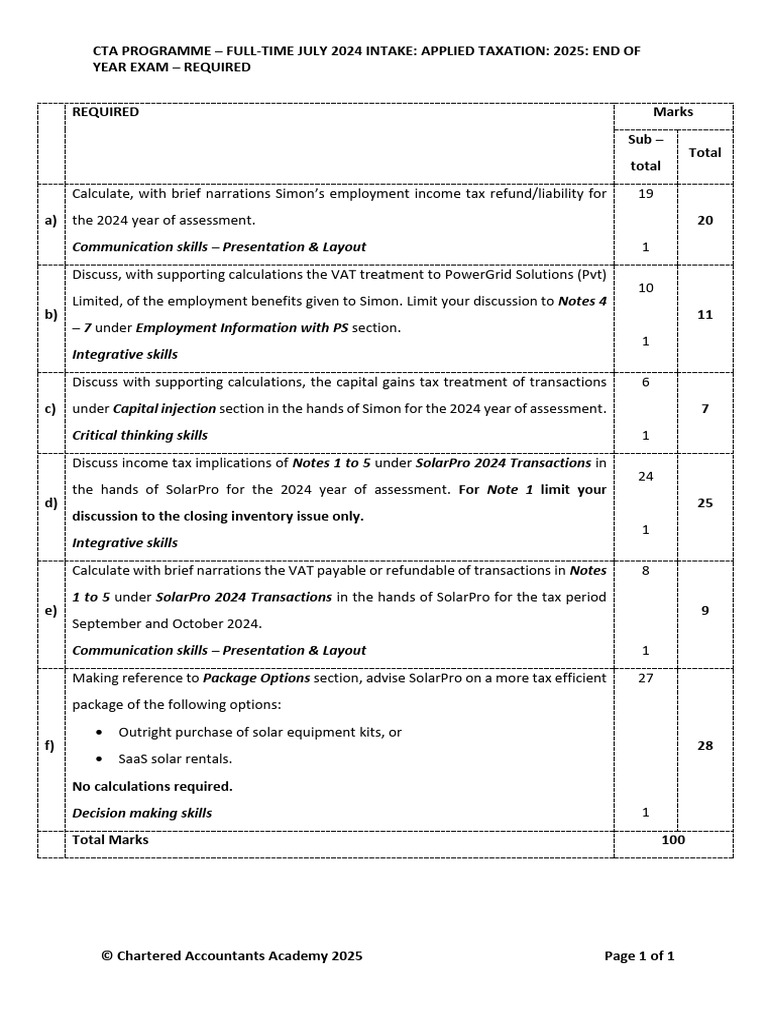 Tax - Cta Ft July 2024 & Retakers Eoy p1 - Required -Updated | PDF ...