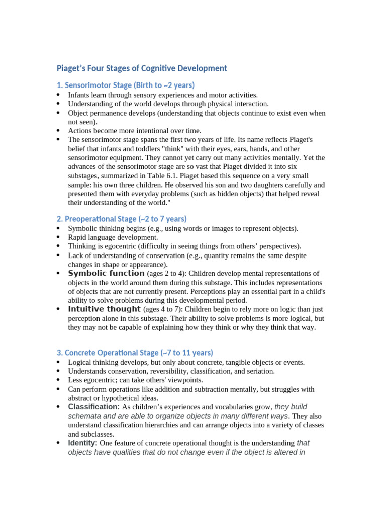 Piaget Cognitive Development Stages | PDF | Thought | Epistemology