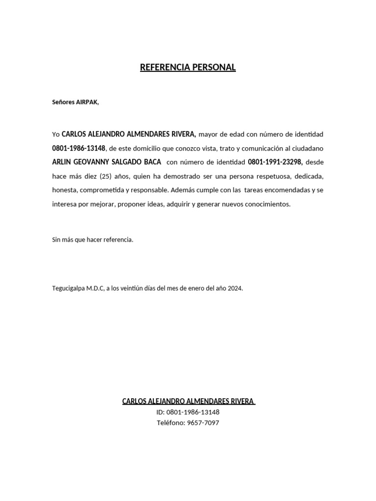 Referencia Personal | PDF
