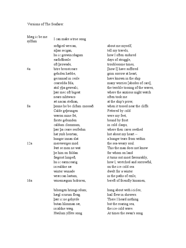 Analysis of The Seafarer Poem | PDF