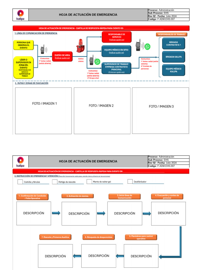 F.adm - Ehs.007 Hoja de Actuación de Emergencia Galaxia 2025 Actualizado | PDF