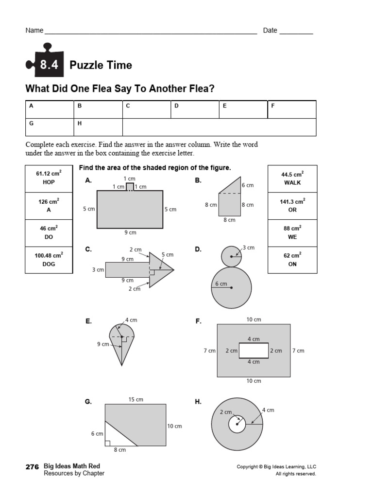 8.4 Areas of Figures Puzzle | PDF