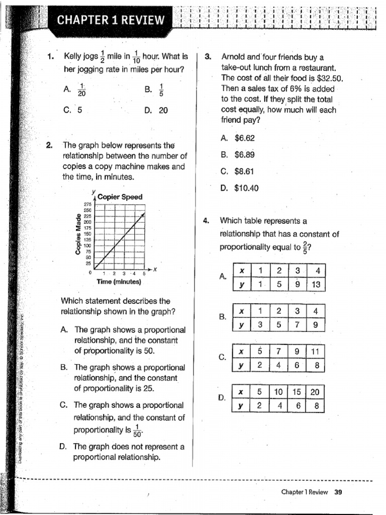 7th Chapter 1 Review | PDF