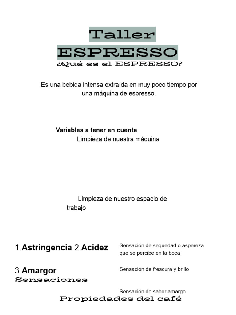 Taller ESPRESSO PDF | PDF | café