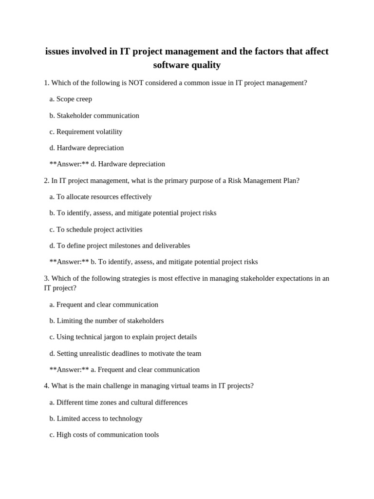IT Project Managment Question and Answer | PDF | Project Management | Software Development Process