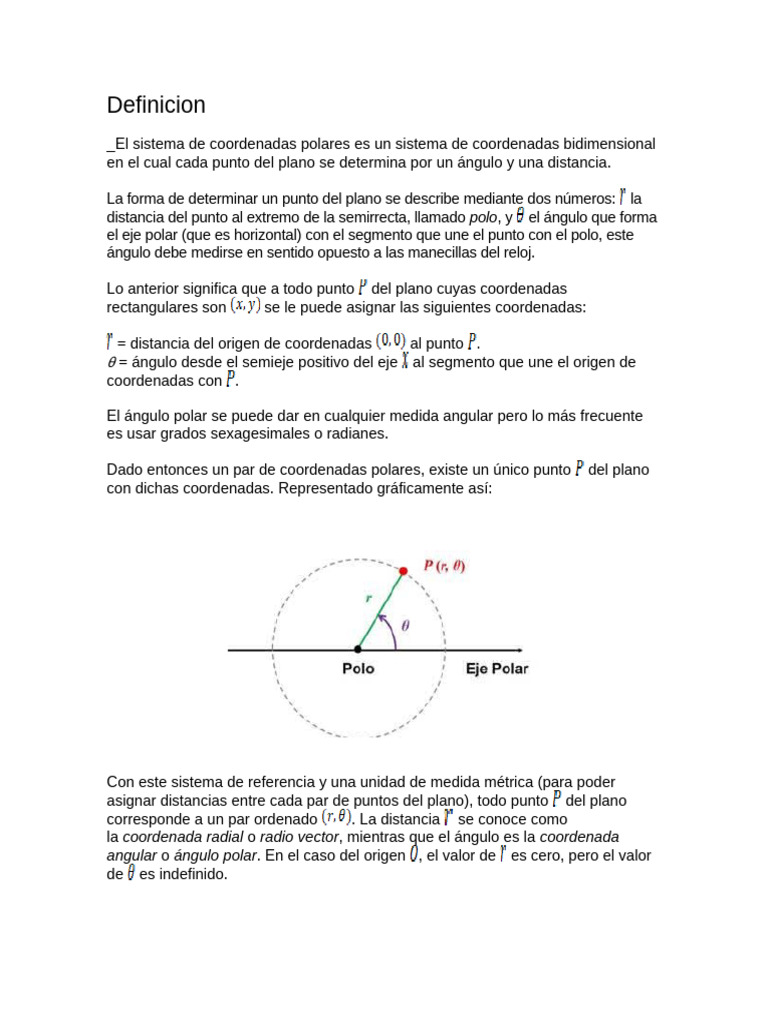 Sistema de Coordenadas Polares Explicado | PDF | Sistema coordinado ...