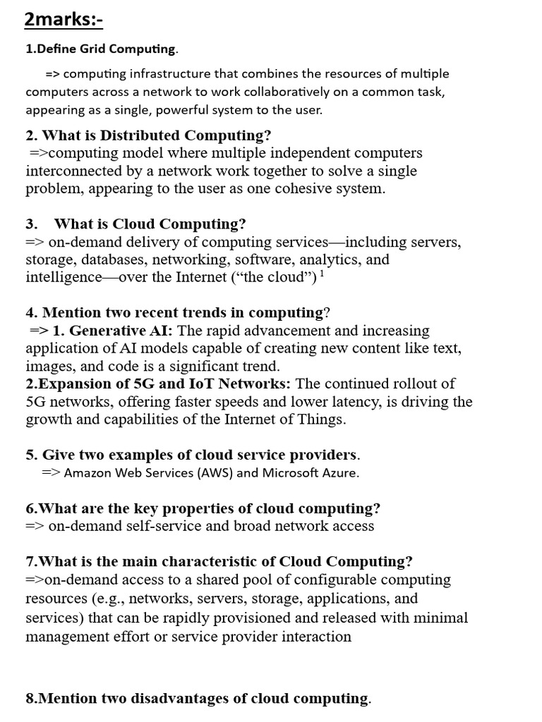 Cloud Computing Suggestions Answer | PDF | Cloud Computing | Virtualization