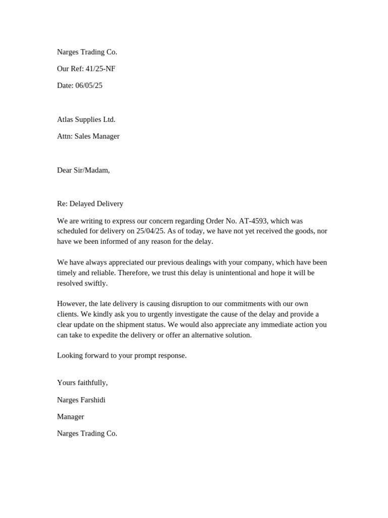 Complaint Letter Narges Farshidi | PDF