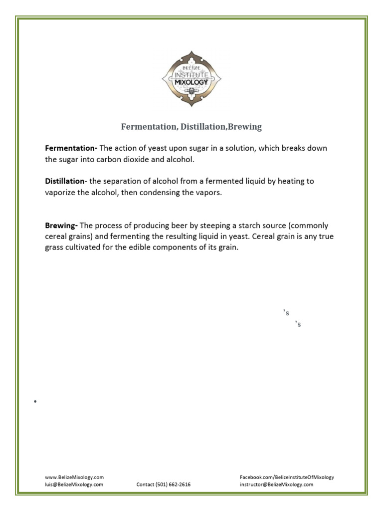 (C) Fermentation, Distillation and Brewing | PDF | Brewing | Ethanol