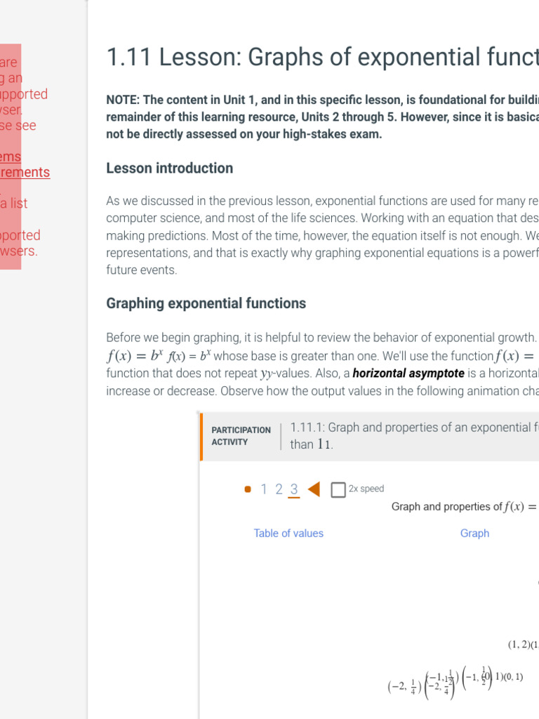 1.11. Lesson: Graphs of Exponential Functions | PDF | Function (Mathematics) | Asymptote