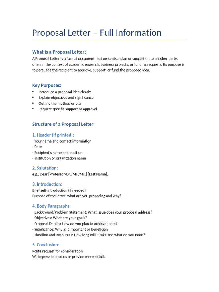 Proposal Letter Information | PDF