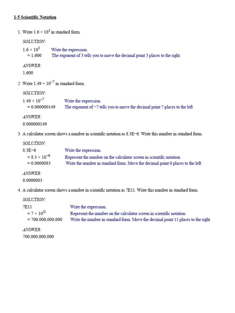 1 5 Scientific Notation | PDF | Numbers | Decimal