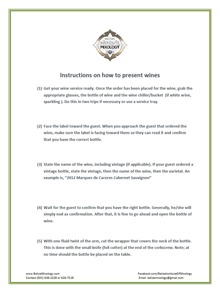 (E1) 10 Step Wine Presentation | PDF | Alcoholic Drinks | Fermented Drinks