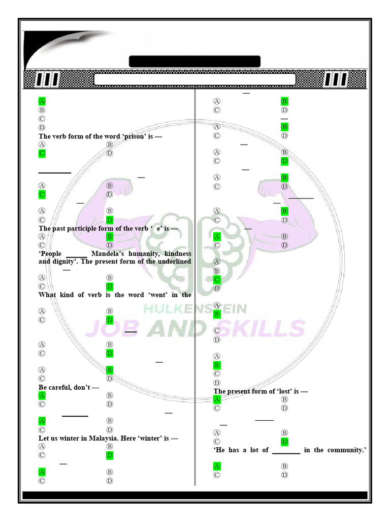 Topic-06 Verb MCQ 58 | PDF | Verb | Adjective