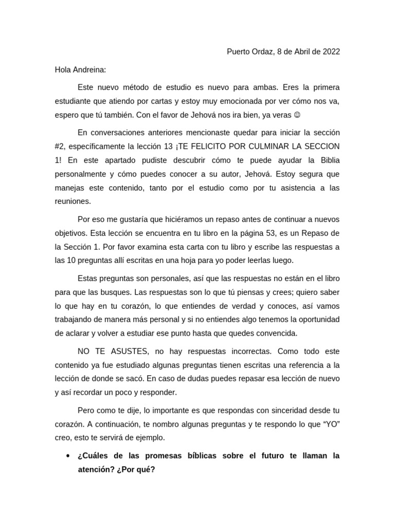 Carta Andreina 1 | PDF