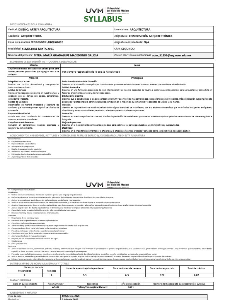 Syll L6 - ComposiciónArquitectónica - 25C1 - 51156 8 | PDF | Diseño | Maestros