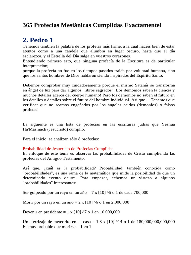 365 Profecias Mesianicas Cumplidas Exactamente | PDF | Profecía | Electrón