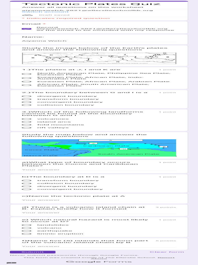 Tectonic Plates Quiz | PDF