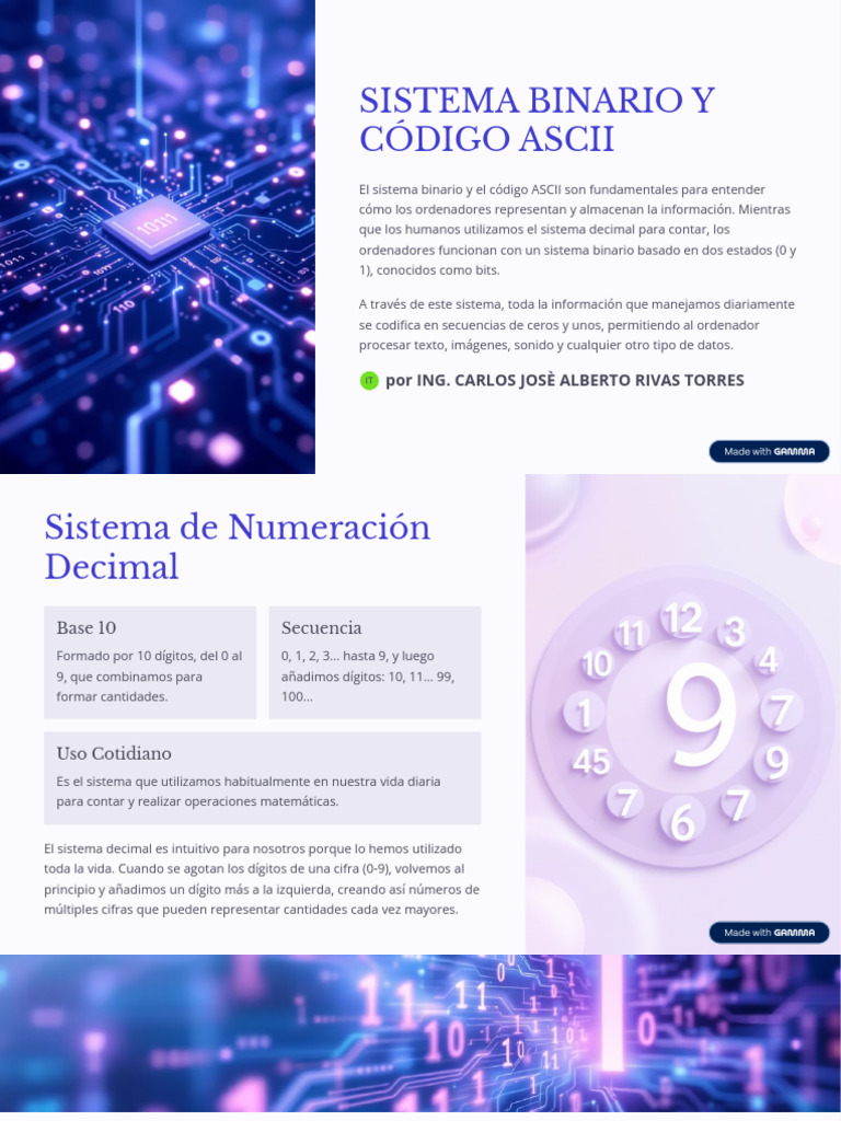 Sistema Binario y Codigo Ascii | PDF | Ascii | Poco