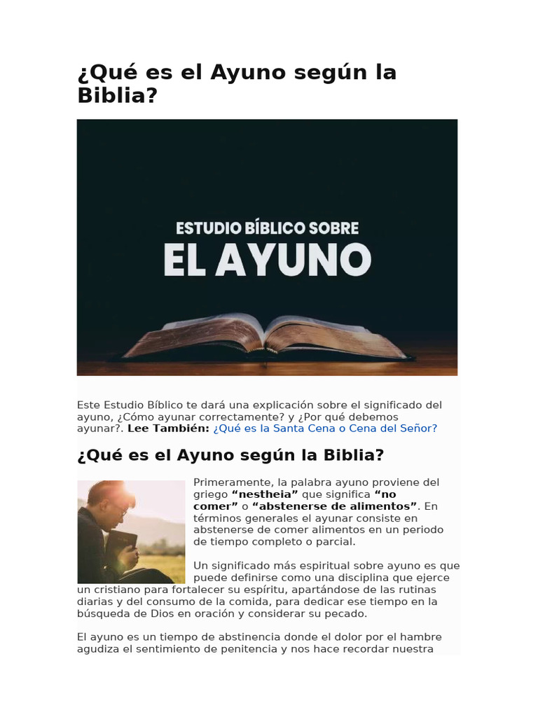 El Ayuno según la Biblia: Significado y Práctica | PDF | Rápido | Biblia