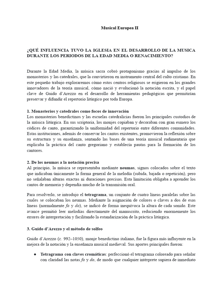Historia Musical Europea II FORO 1 | PDF | Musicología