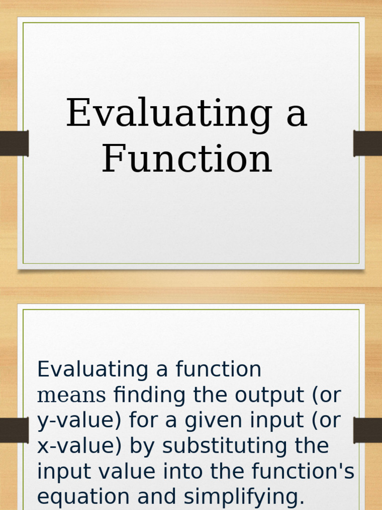 Evaluating A Function | PDF