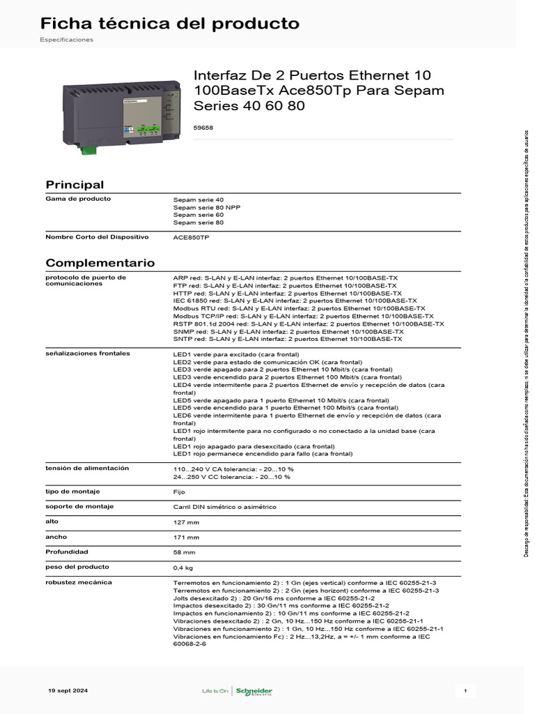 Schneider Electric - Sepam-Serie-40 - 59658 | PDF | Estándares ...