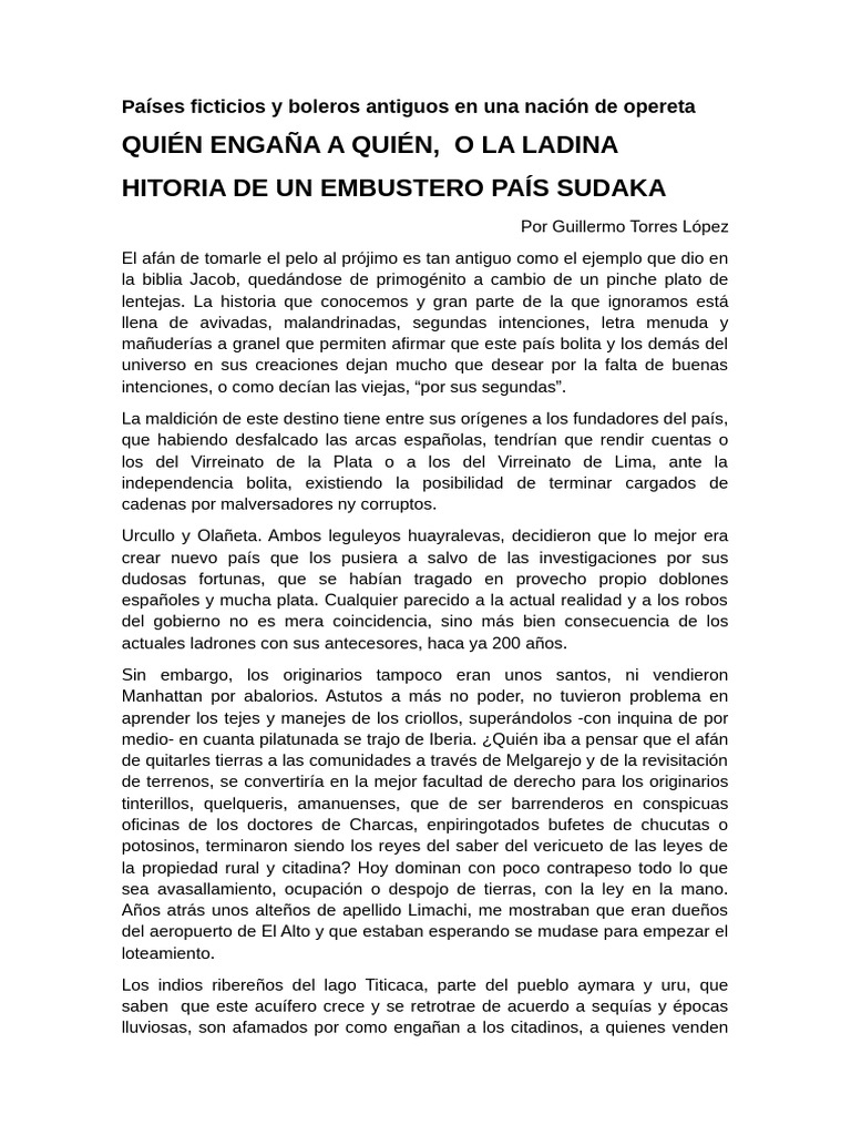 Paises Ficticios y Boleros Antiguos en Unn Pas de Opereta | PDF