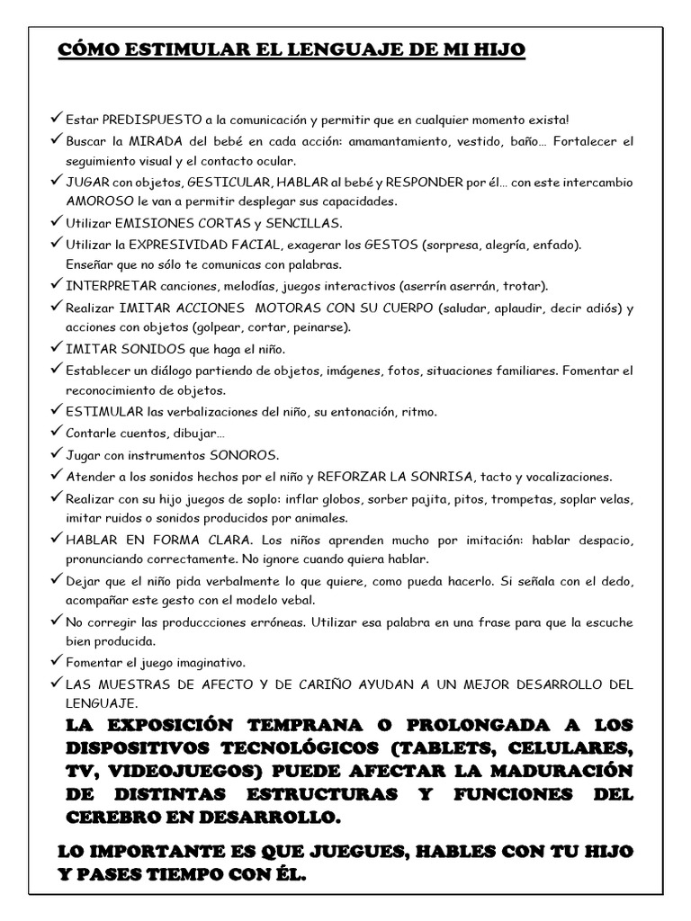 Cómo Estimular El Lenguaje de Mi Hijo | PDF