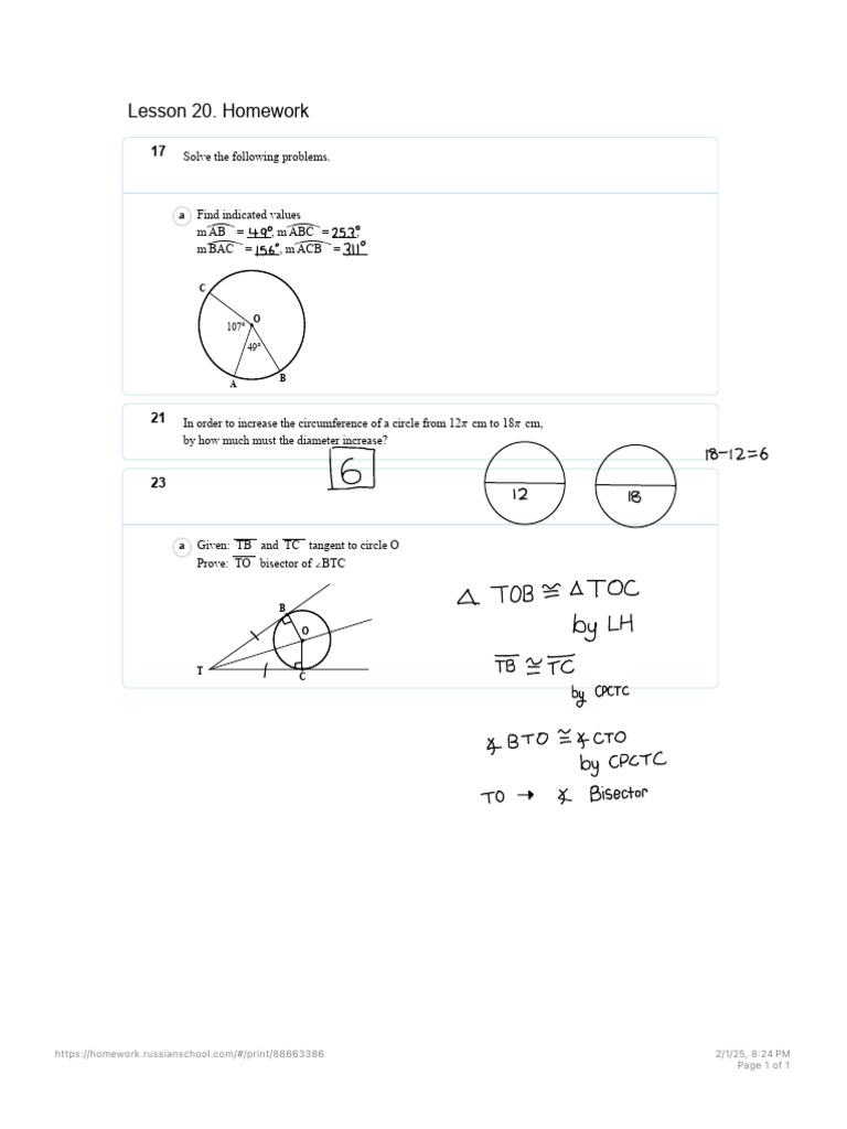 Lesson 20. Homework | PDF